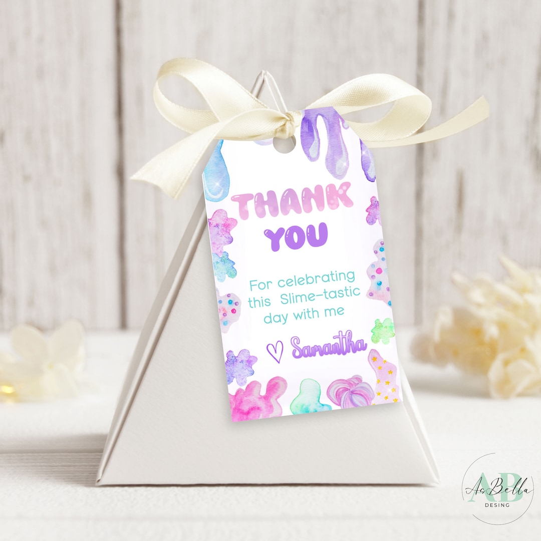 Editable Slime Thank You Tags: Slime Party Favors (digital Download) - Etsy