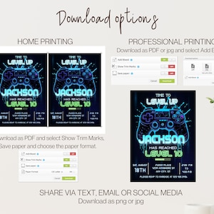 Video Game Birthday Invitation: Level up Gamer Party (printable ...
