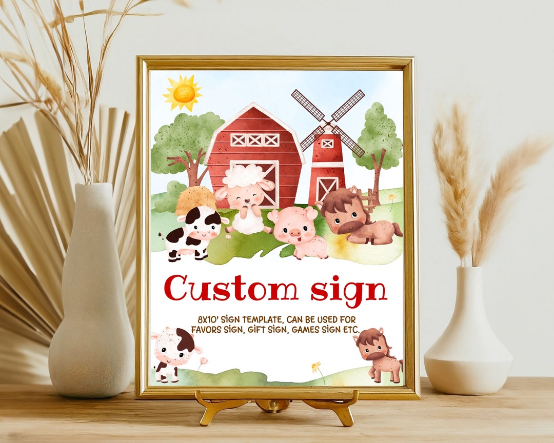 Editable Farm Birthday Party Sign, Farm Favor Snacks Drinks Food Sign ...
