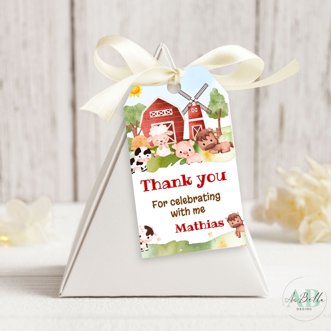 Editable Farm Favor Tags Template, Farm Birthday Thank You Tag ...