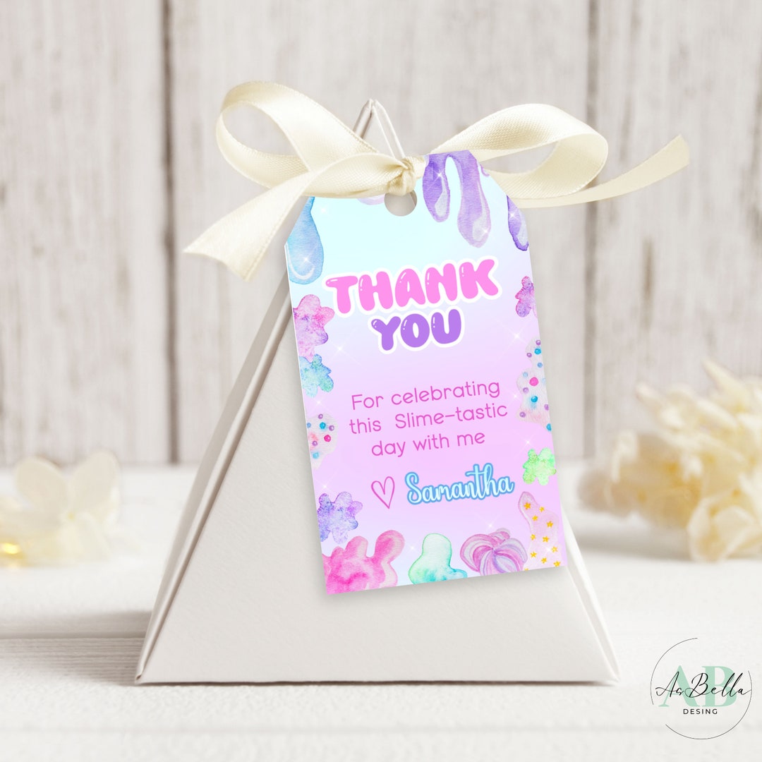 Editable Slime Thank You Tag Template: Slime Party Favors (digital ...
