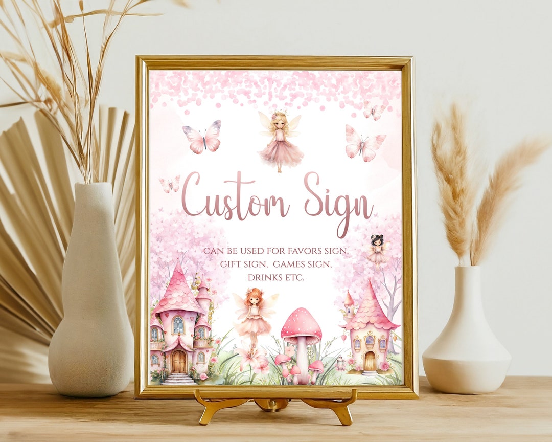 Signo Editable De Fiesta De Cumpleaños De Hadas, Favor De Hadas Snacks ...