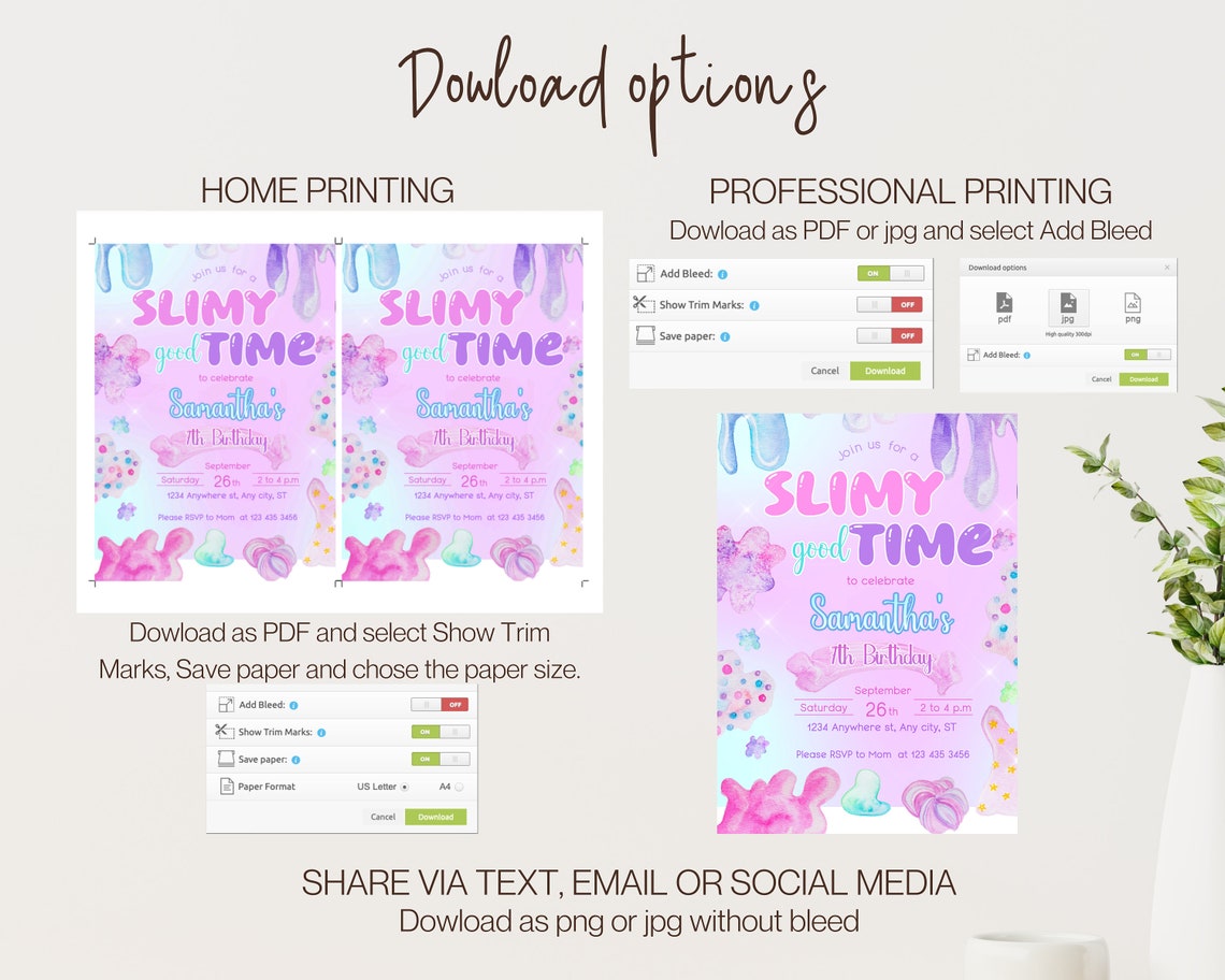 Slime Birthday Party Invitation, Slime Invitation for Girl, Slime Party ...