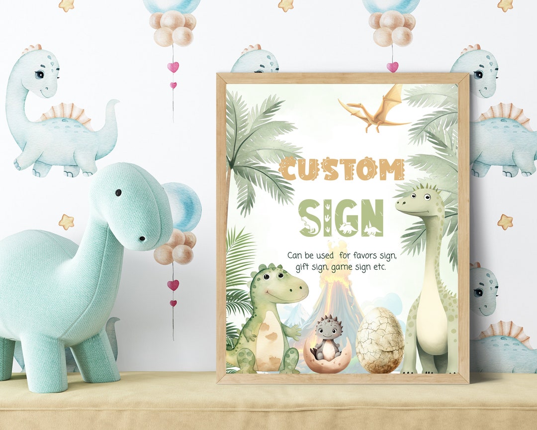 Editable Dinosaur Birthday Party Sign: Custom Snacks & Drinks (digital ...