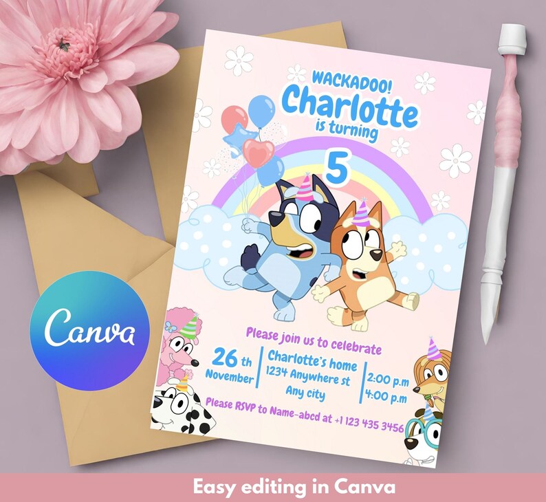 Bluey Birthday Invitation, Bluey Birthday Invitation Template printable ...