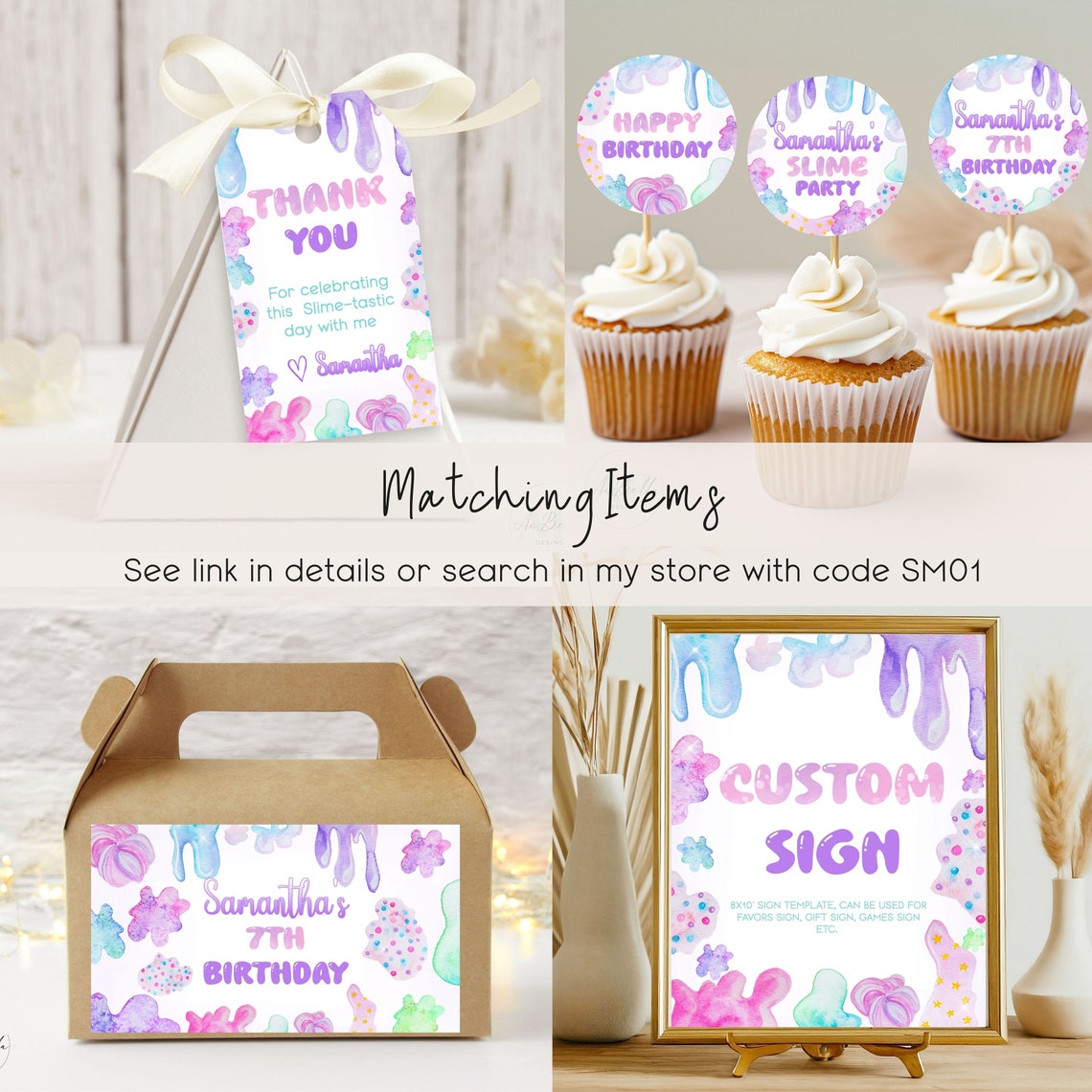 Editable Slime Birthday Party Sign: Custom Snacks & Drinks (digital ...