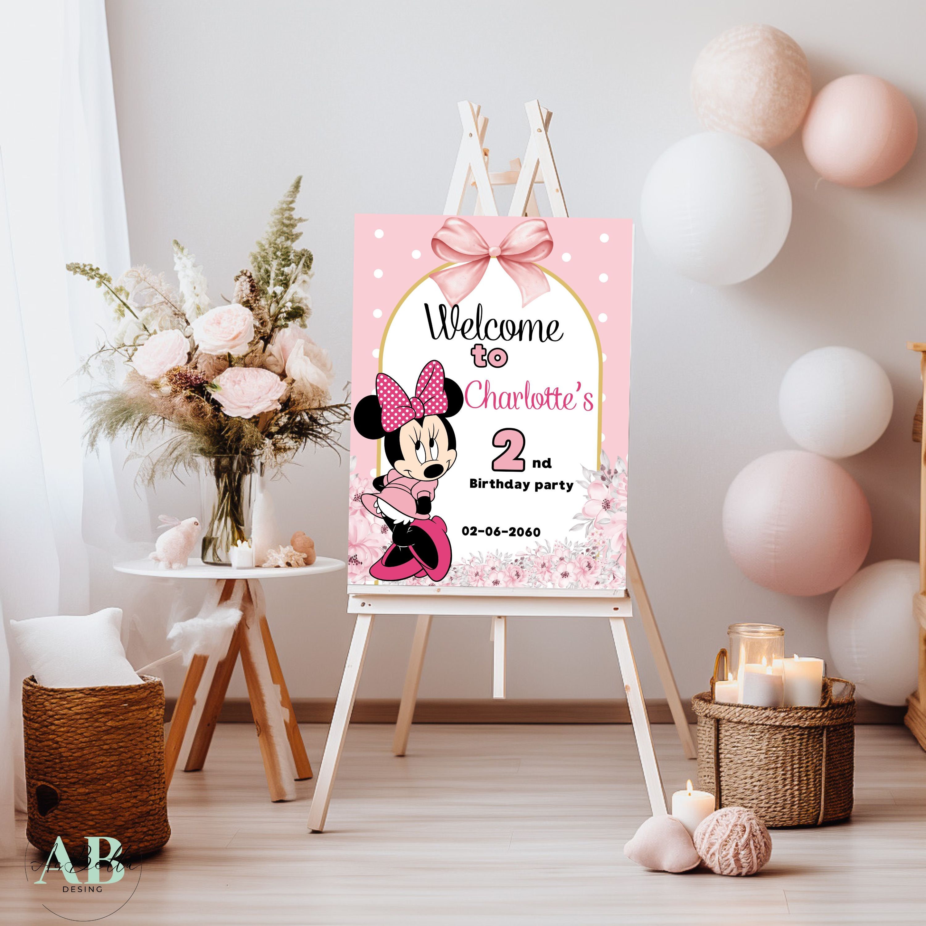 Minnie Mouse Welcome Sign, Minnie Mouse Welcome Sign Digitally Editable ...