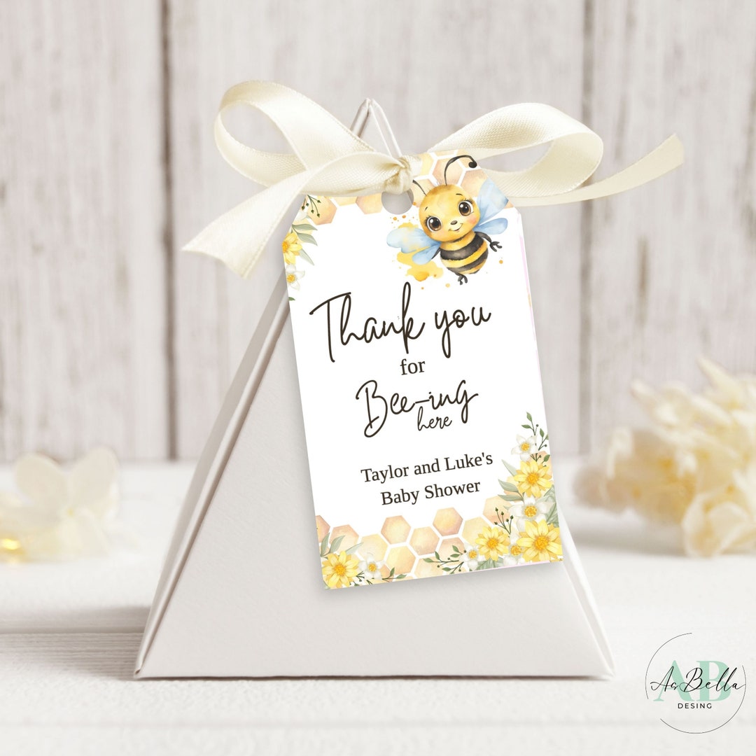 Editable Bee Favor Tags Template, Bee Baby Shower Thank You Tag, Bee ...