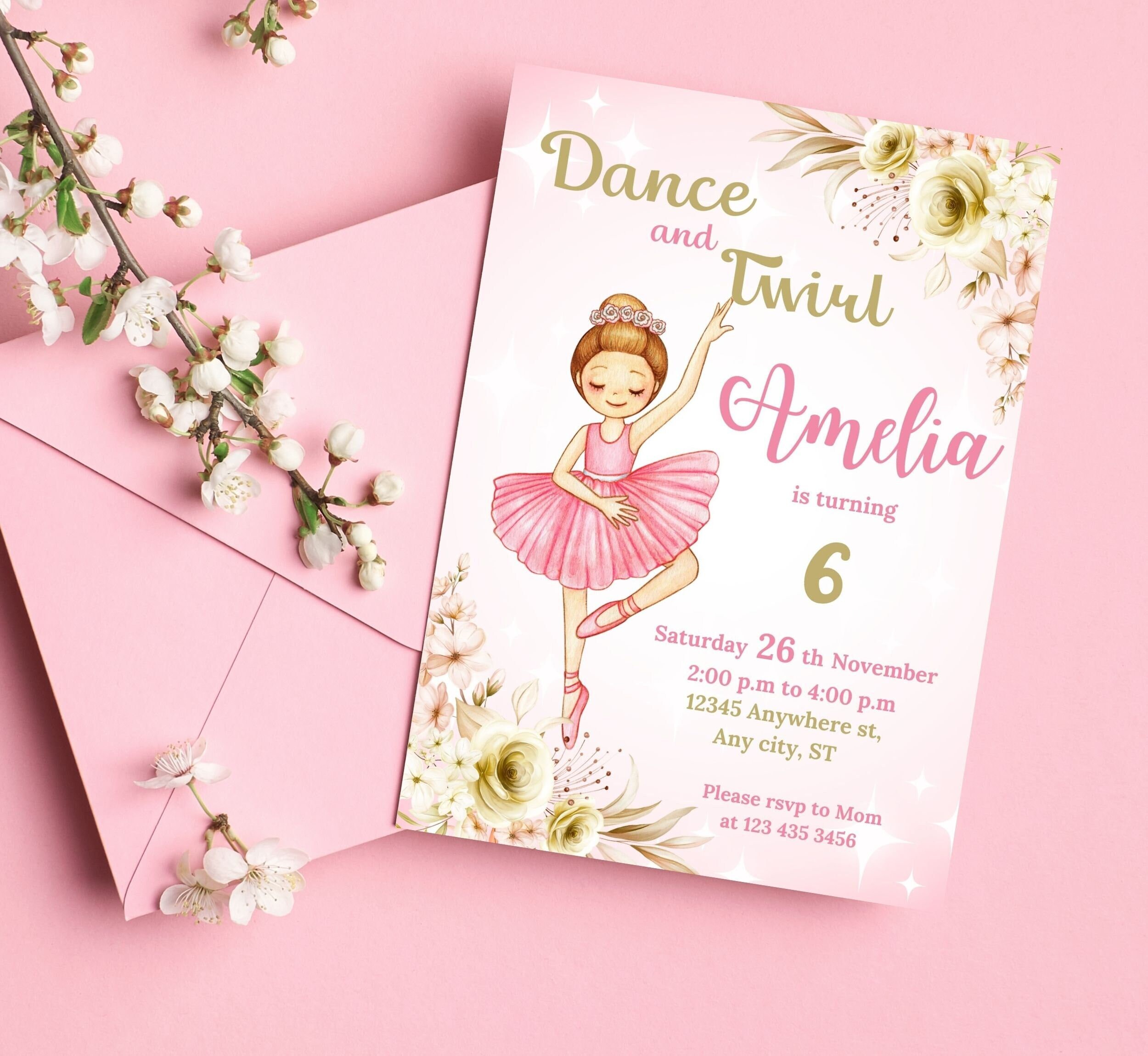 Ballet Birthday Invitation: Ballerina Party Template (digital Download ...