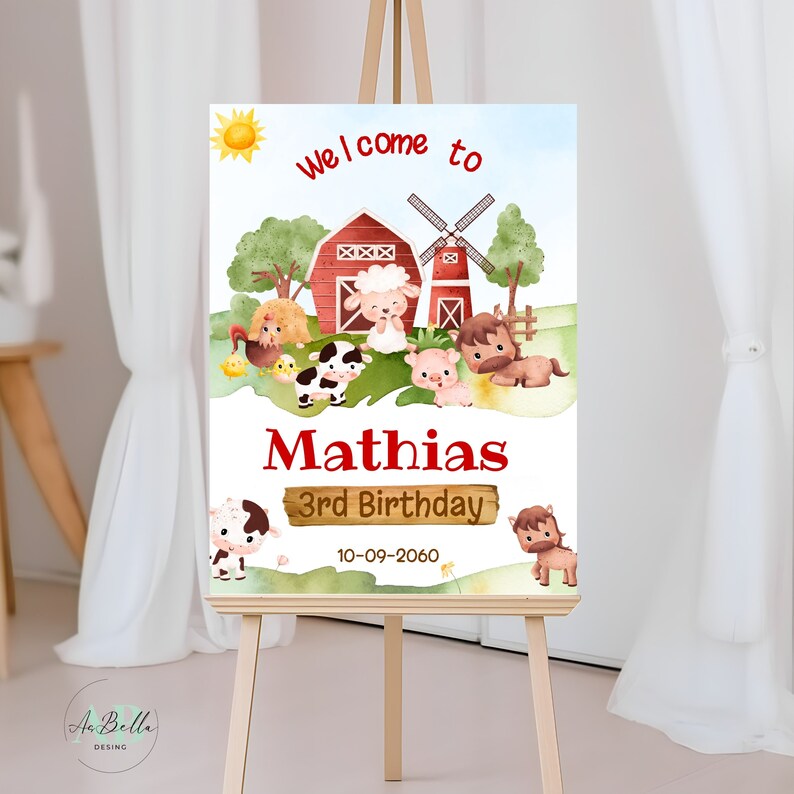 Editable Farm Welcome Sign Template, Farm Birthday Custom Sign ...