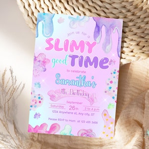 Slime Birthday Party Invitation, Slime Invitation for Girl, Slime Party ...