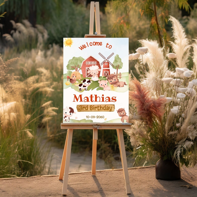 Editable Farm Welcome Sign Template, Farm Birthday Custom Sign ...