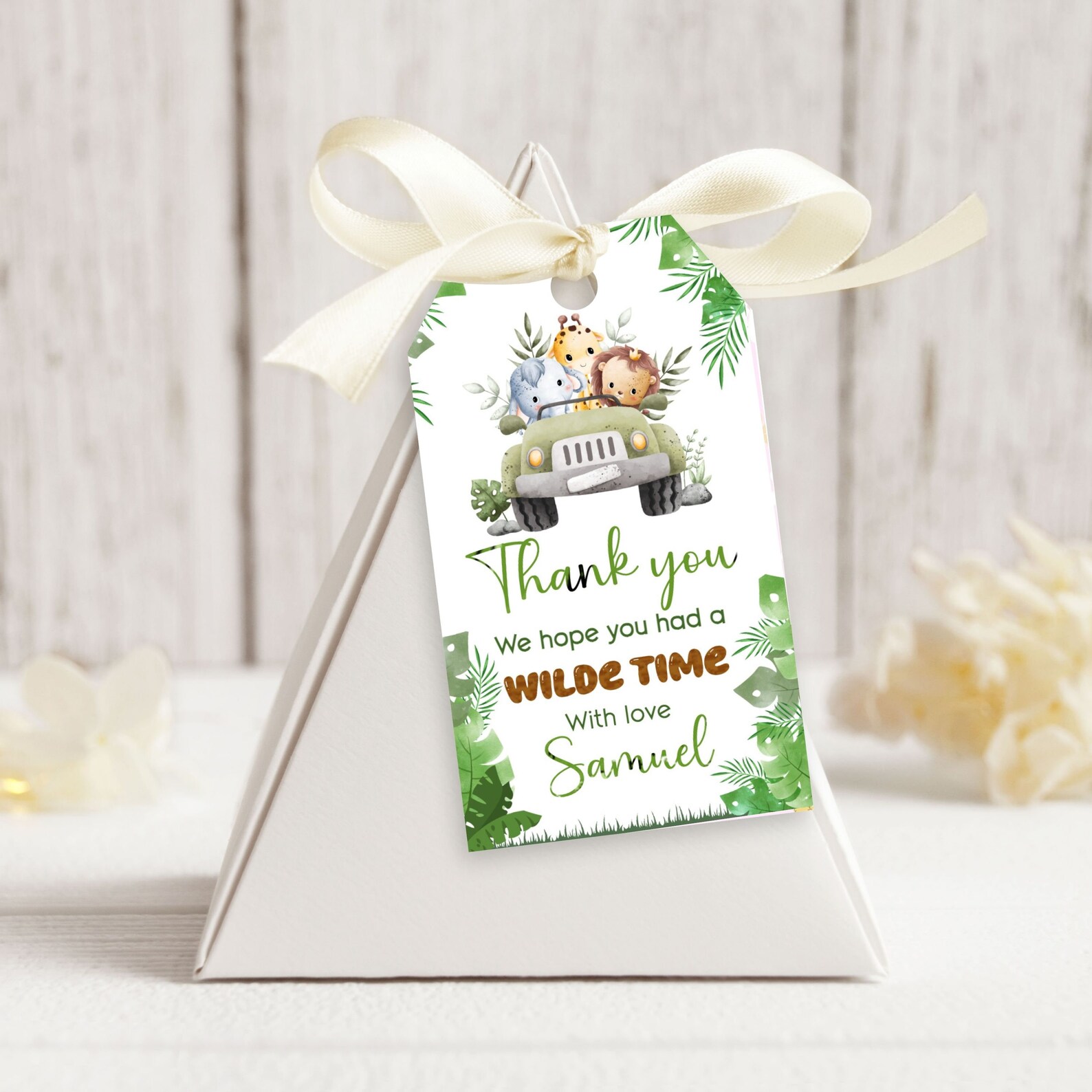 Safari Favor Tags Template: Jungle Animals Birthday Thank You (digital ...