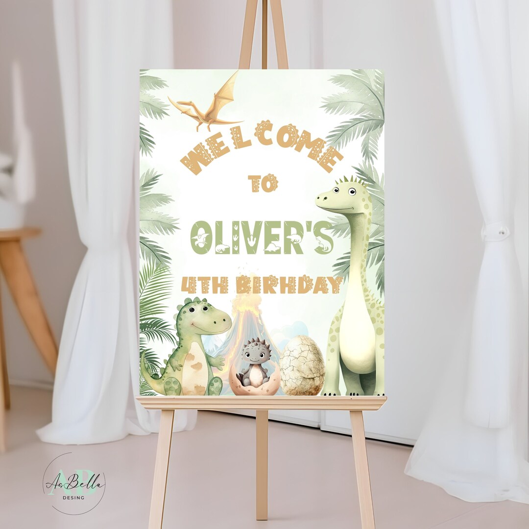 Editable Dinosaur Birthday Welcome Sign Template, Dinosaur Birthday ...