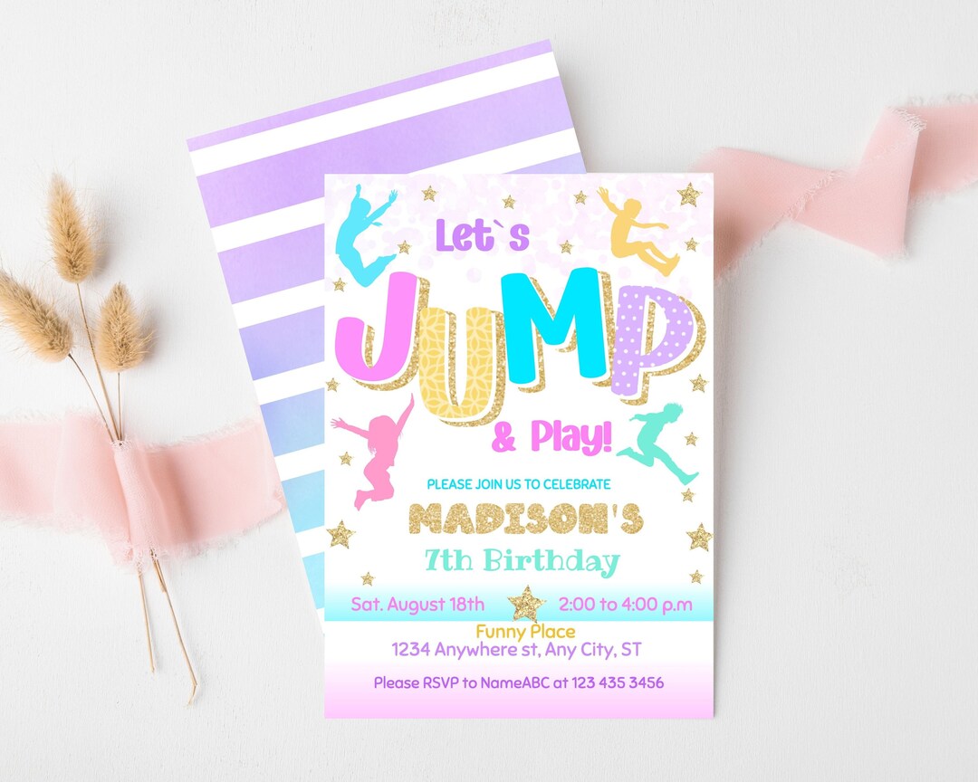 Trampoline Birthday Party Invitation: Bounce House Template (digital ...
