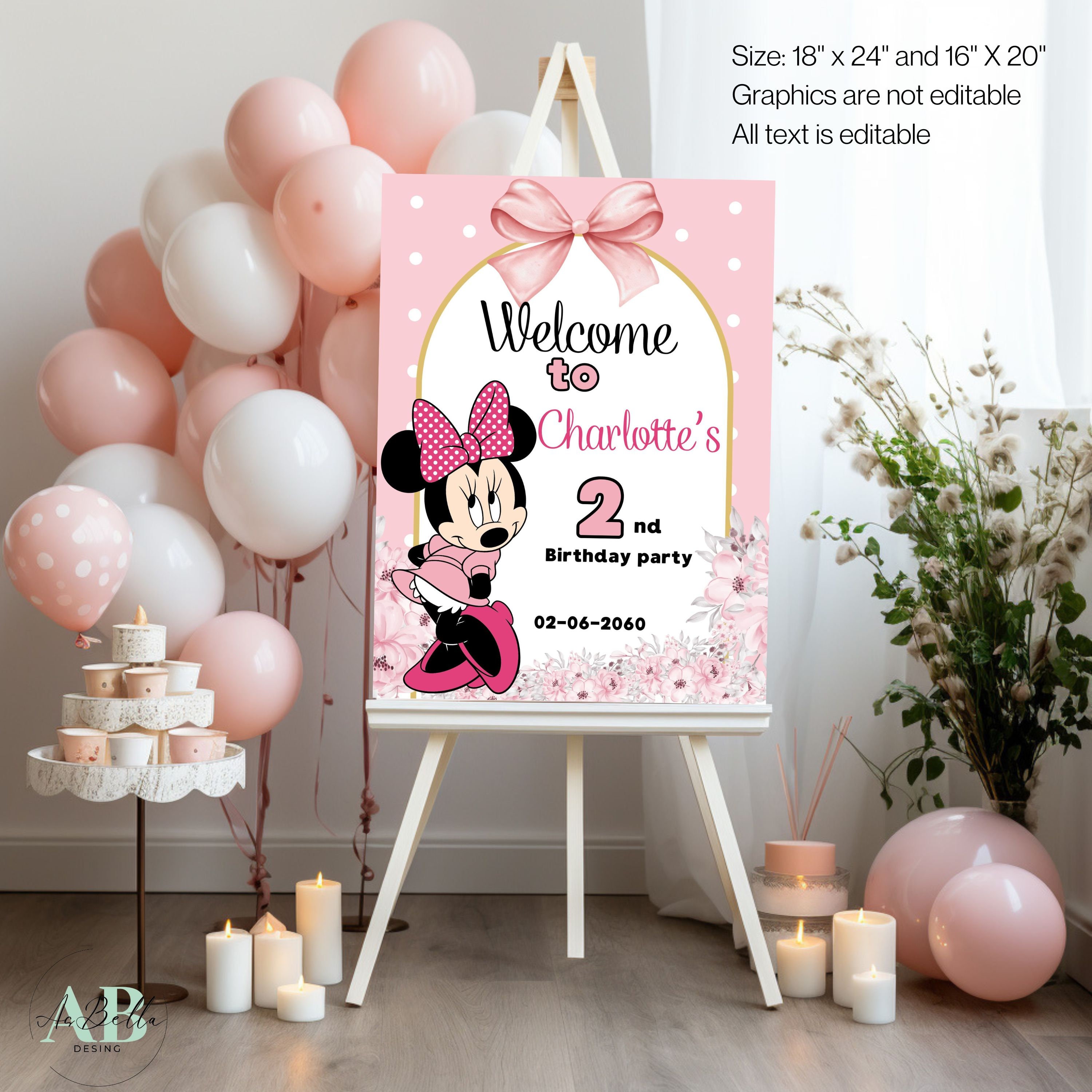 Minnie Mouse Welcome Sign, Minnie Mouse Welcome Sign Digitally Editable ...
