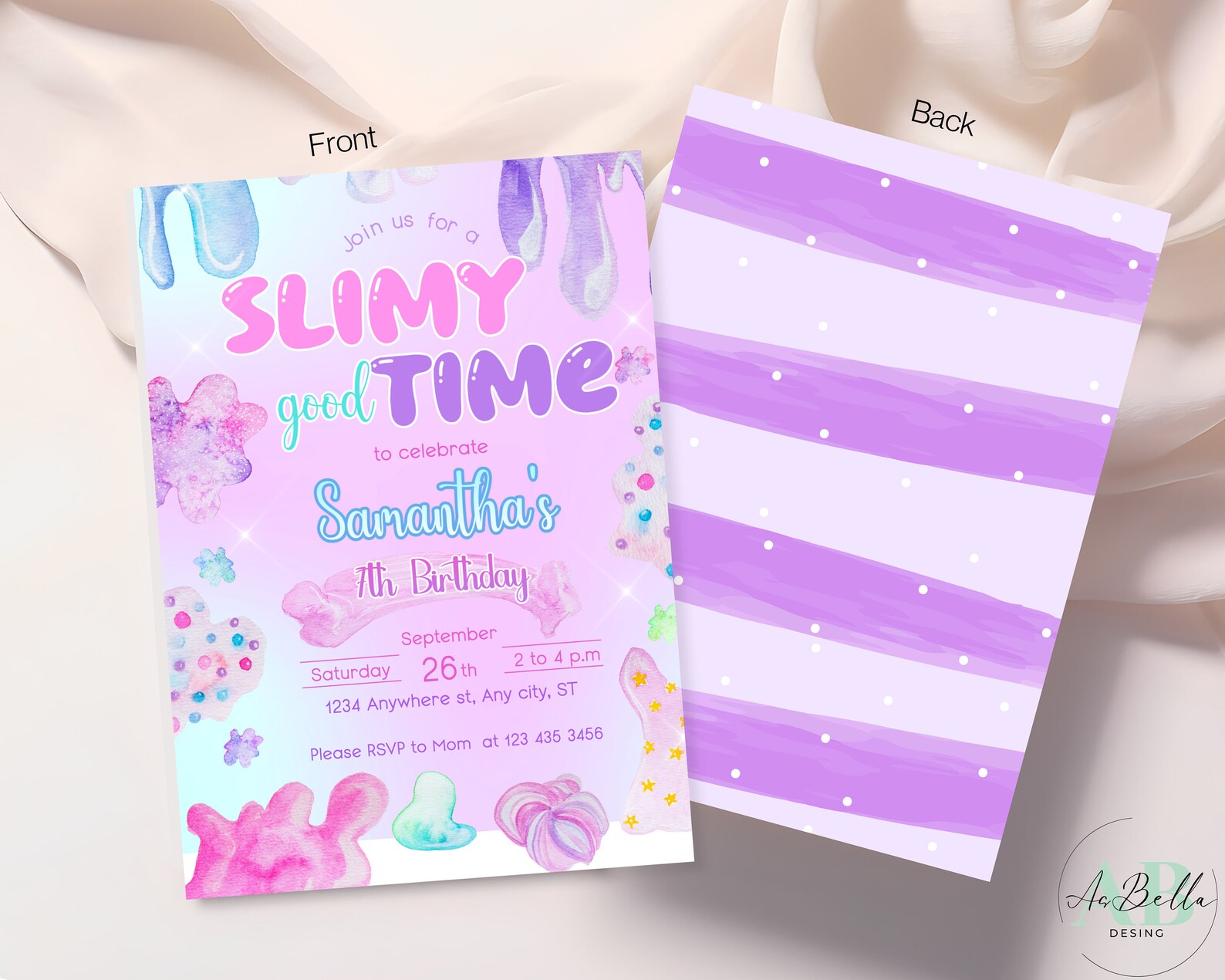 Slime Birthday Party Invitation, Slime Invitation for Girl, Slime Party ...