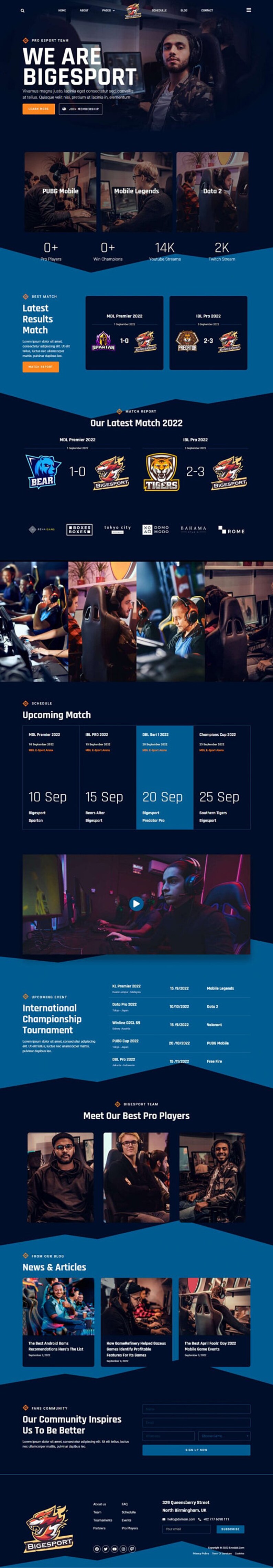 Dynamic Esports Team Wordpress Theme Competitive Gaming Elementor ...