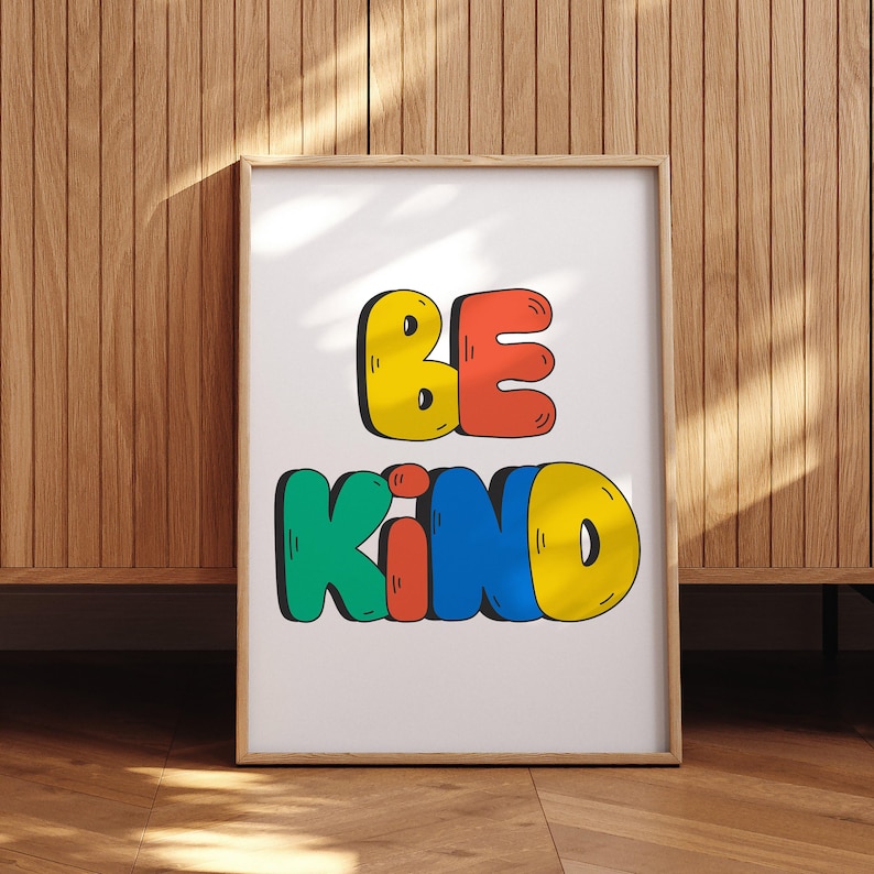 Be Kind Wall Art Poster - Colorful Inspirational Decor for Bedroom ...