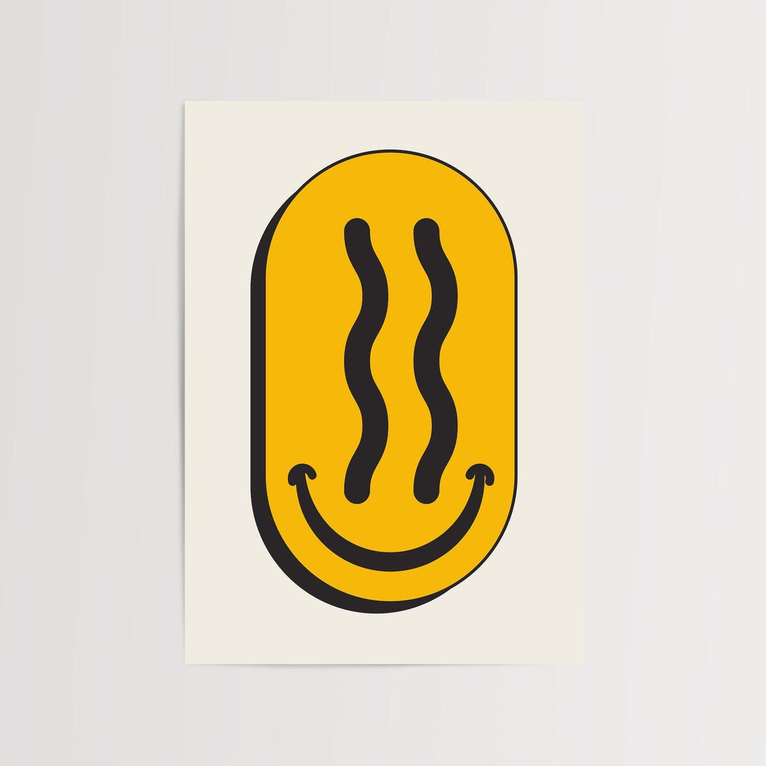 Minimalist Smiley Face Art Print: Modern Positive Vibes Decor - Etsy