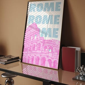 Rome Print Pink and Blue, Rome Wall Art, Rome Poster, Colosseum Art ...