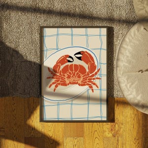Crab Seafood Poster Minimalist Wall Art Kitchen Cafe Decor Trendy ...