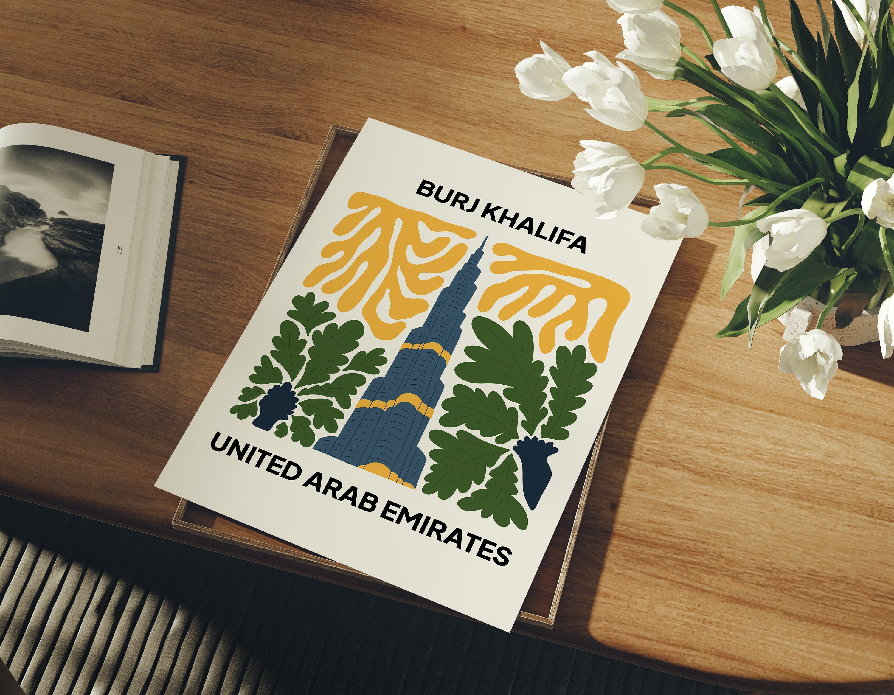 Burj Khalifa Dubai City Travel Poster Trendy Modern Wall Art Eclectic ...