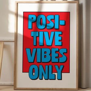 Positive Vibes Only Print: Retro Motivational Wall Art - Etsy