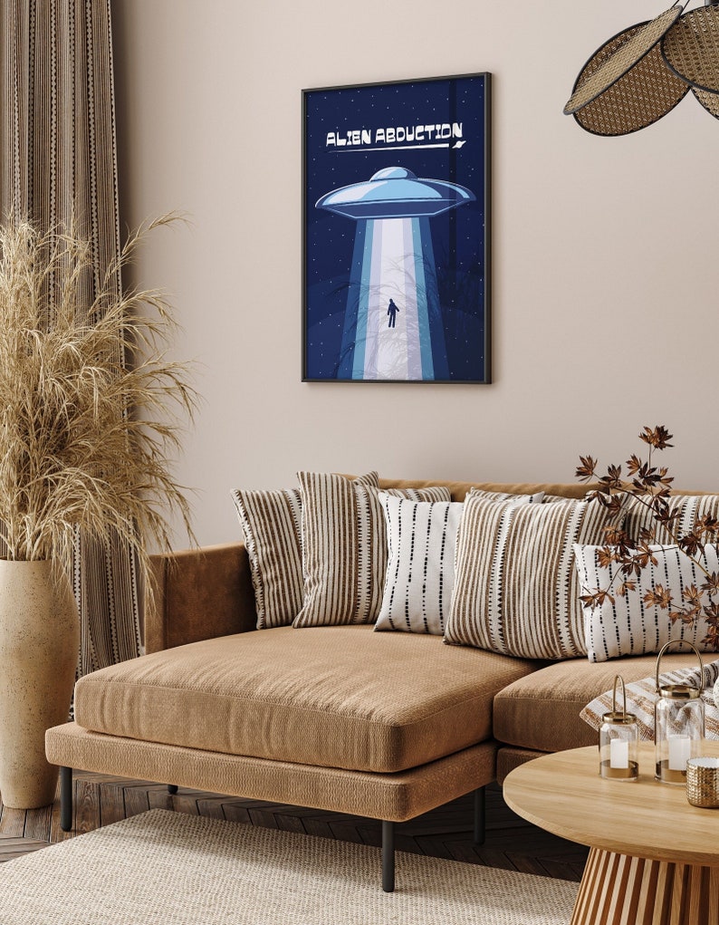 Alien Abduction Space Poster Astronaut Cosmos Wall Art Eclectic Decor ...