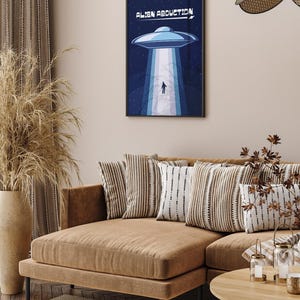 Alien Abduction Space Poster Astronaut Cosmos Wall Art Eclectic Decor ...