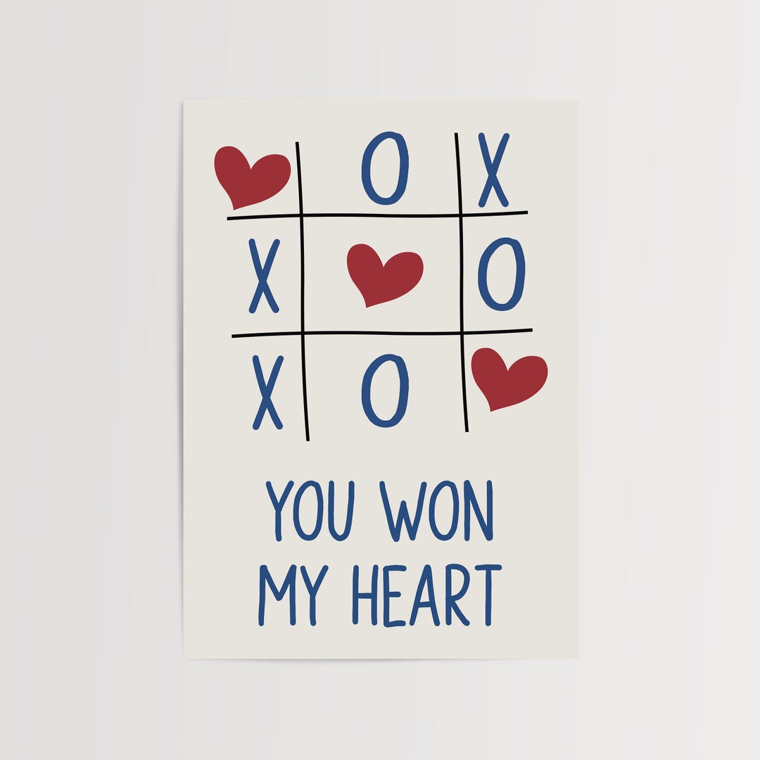 Tic Tac Toe Heart Art Print, Cute Love Wall Decor - Etsy