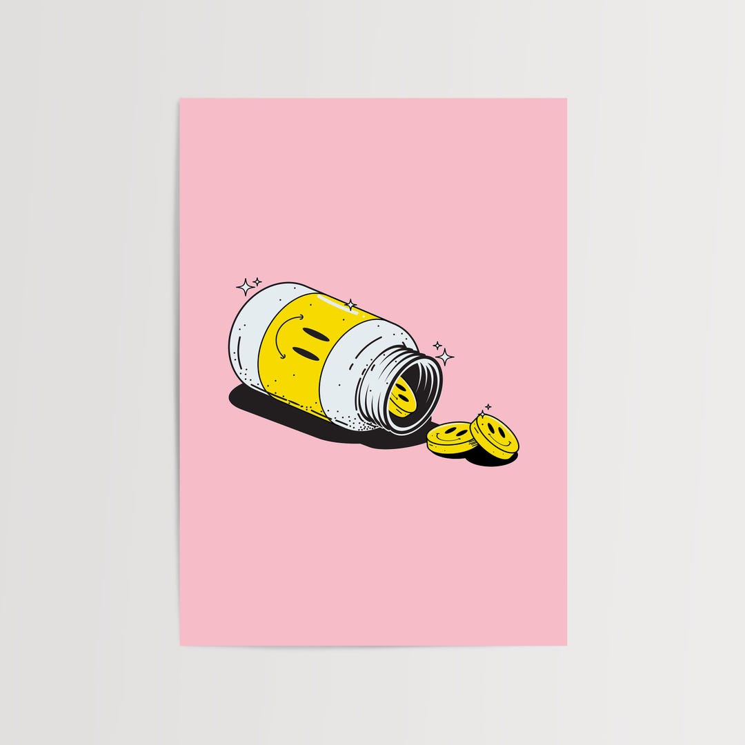 Happy Pills Art Print: Trendy Eclectic Dorm Decor (unframed) - Etsy