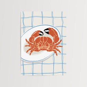 Crab Seafood Poster Minimalist Wall Art Kitchen Cafe Decor Trendy ...