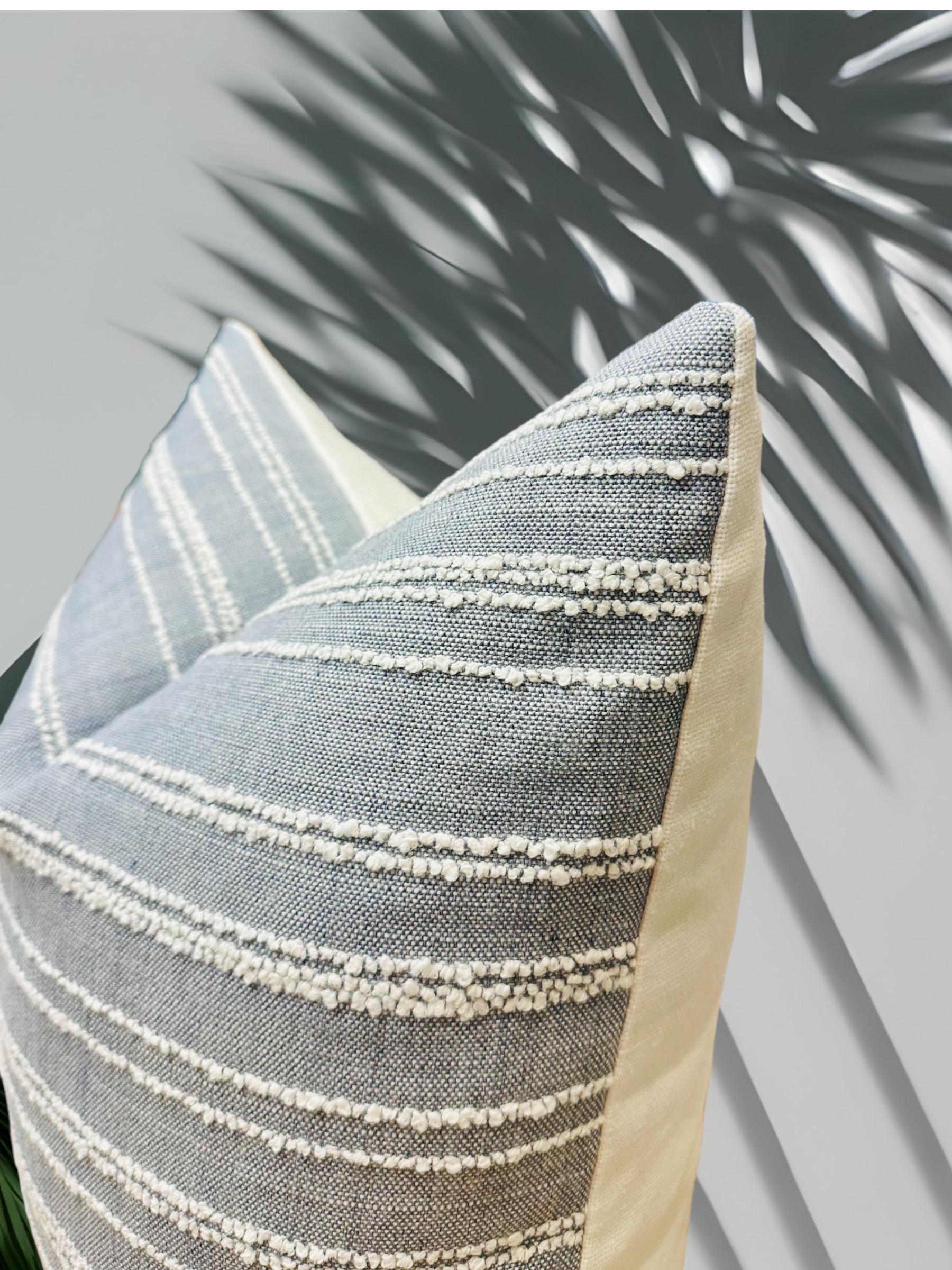 Blue and White Striped Pillow | Textured Pillow | Designer Pillow ...
