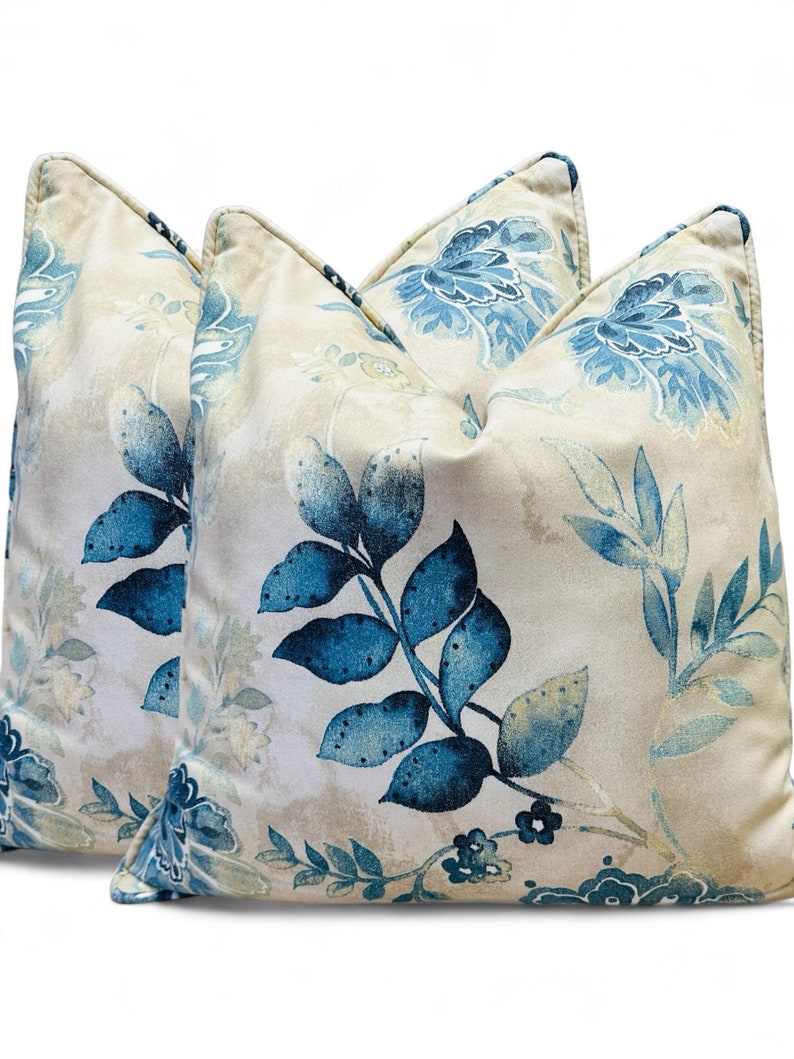 Kelly Ripa Blue Floral Decorative Pillows 20 X 20 Pillow 14.5 X 17 ...
