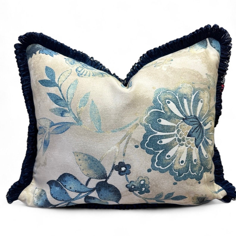 Kelly Ripa Blue Floral Decorative Pillows 20 X 20 Pillow 14.5 X 17 ...