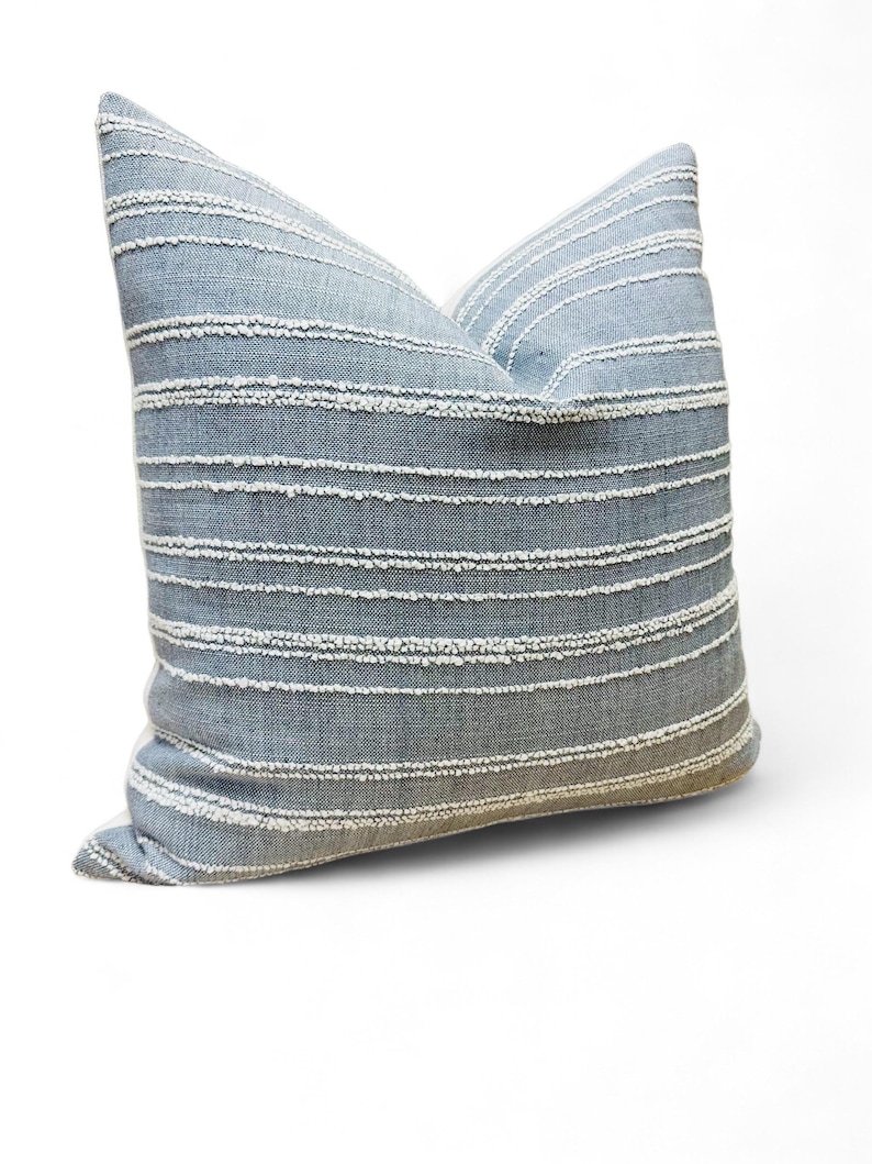 Blue and White Striped Pillow | Textured Pillow | Designer Pillow ...