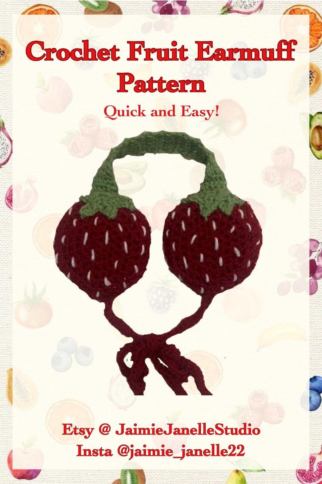 Crochet Fruit Earmuffs Pattern - Etsy