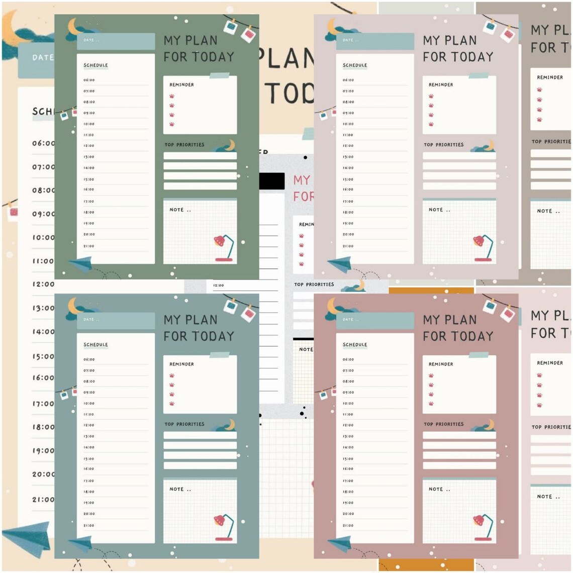 Daily Digital Planner Template Colorful. 30 Days - Etsy