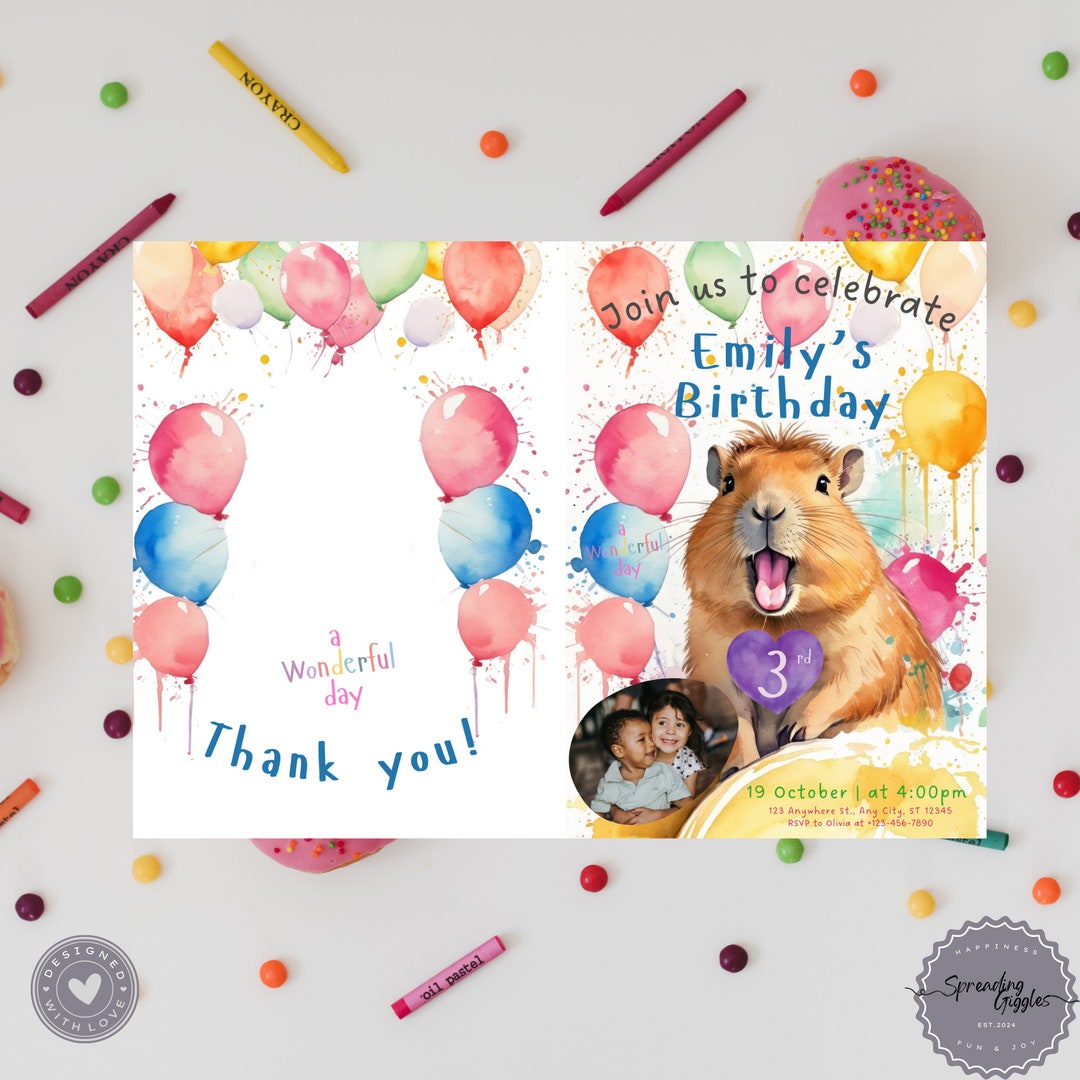 Personalized Capybara Greeting Card. Unisex Cute Capybara Birthday ...