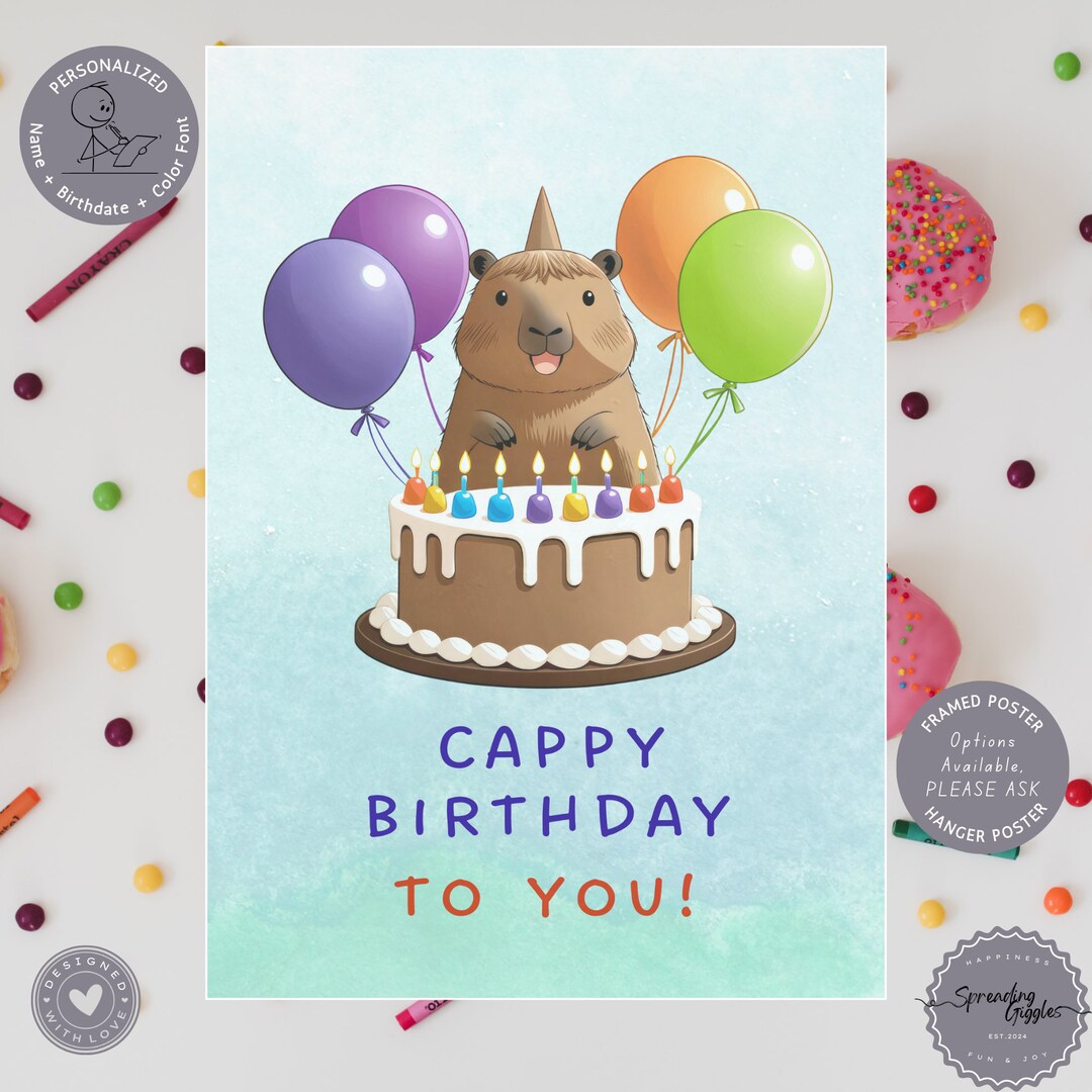 Capy Birthday to You Capybara Greeting Card Personalized Name and ...