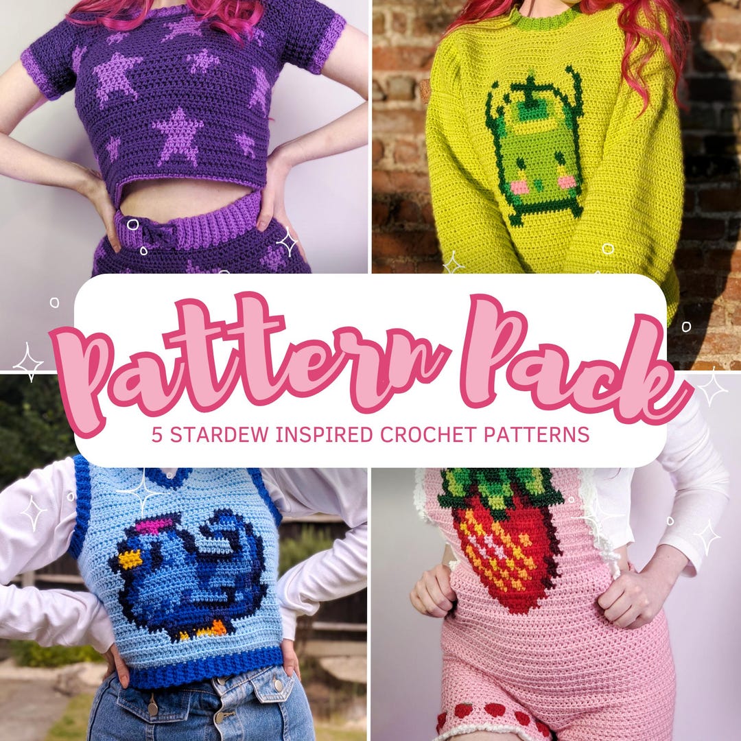 Stardew Valley Inspired Crochet Pattern Bundle: Sweater, Top, Shorts ...
