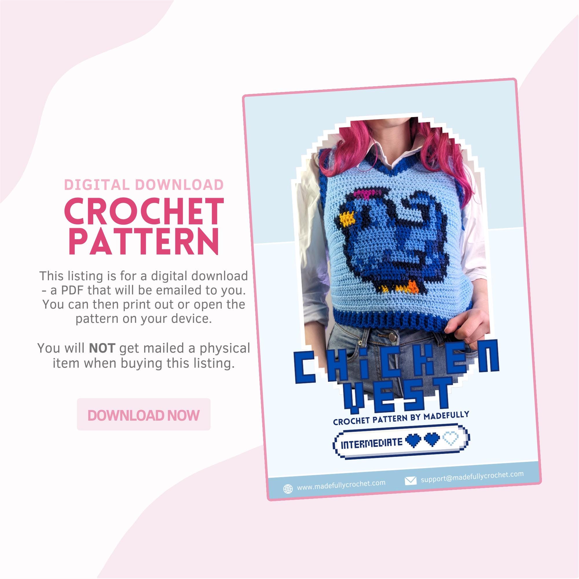 Stardew Valley Crochet Chicken Vest Pattern: Easy Tapestry Design (PDF ...