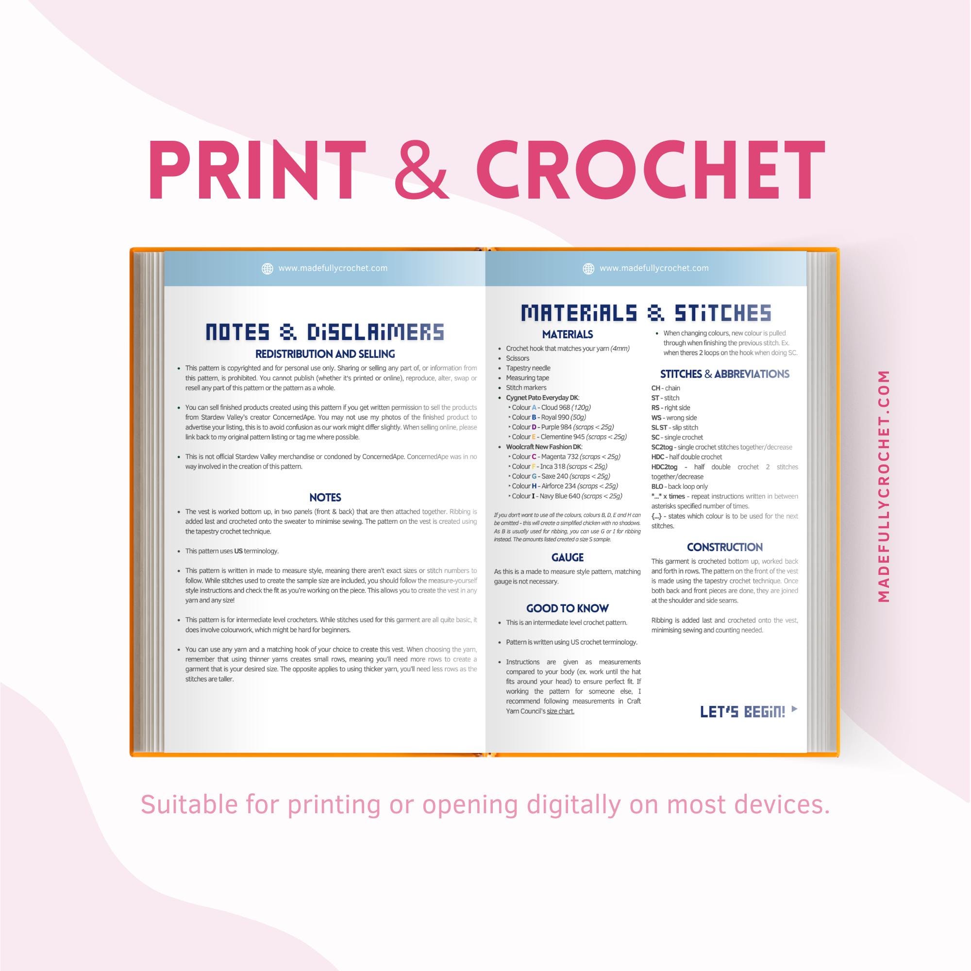 Stardew Valley Crochet Chicken Vest Pattern: Easy Tapestry Design (PDF ...
