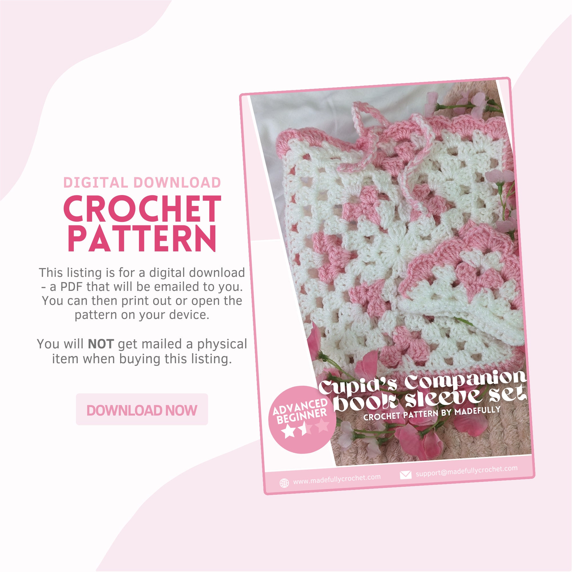 Crochet Book Sleeve & Bookmark Pattern: Cupid's Companion Set (PDF ...