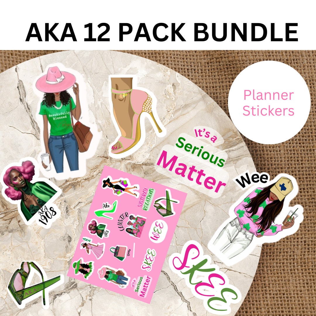 24 Pieces AKA Sticker, Alpha Sorority Stickers, 12 Pieces per Page, 2 ...