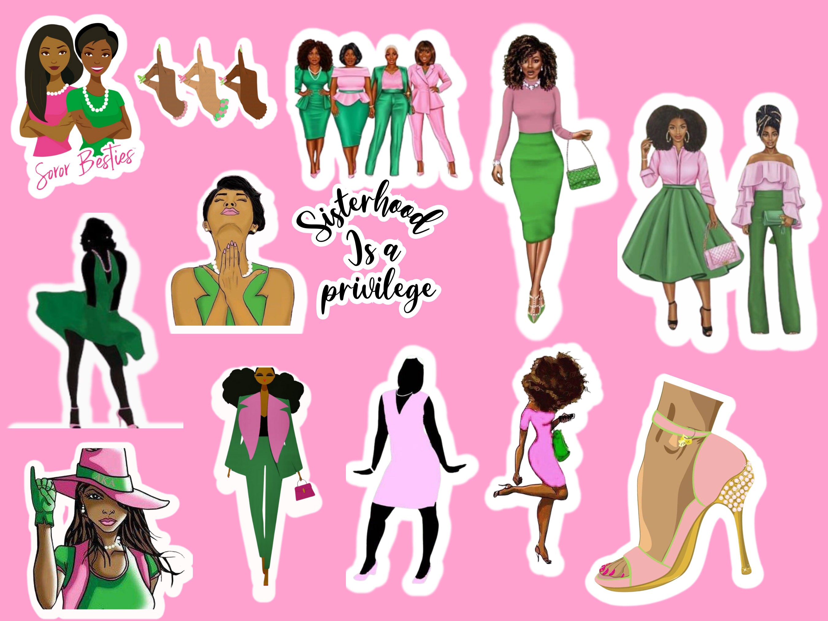 24 Pieces AKA Sticker, Alpha Sorority Stickers, 12 Pieces per Page, 2 ...