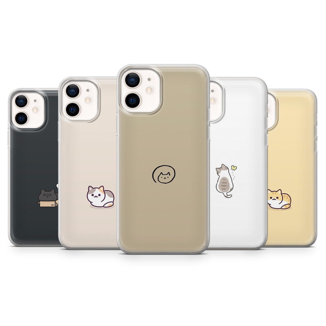 Black Cat Phone Case Line Art Kitten Cover Fit for iPhone 17, 16pro, 15 ...