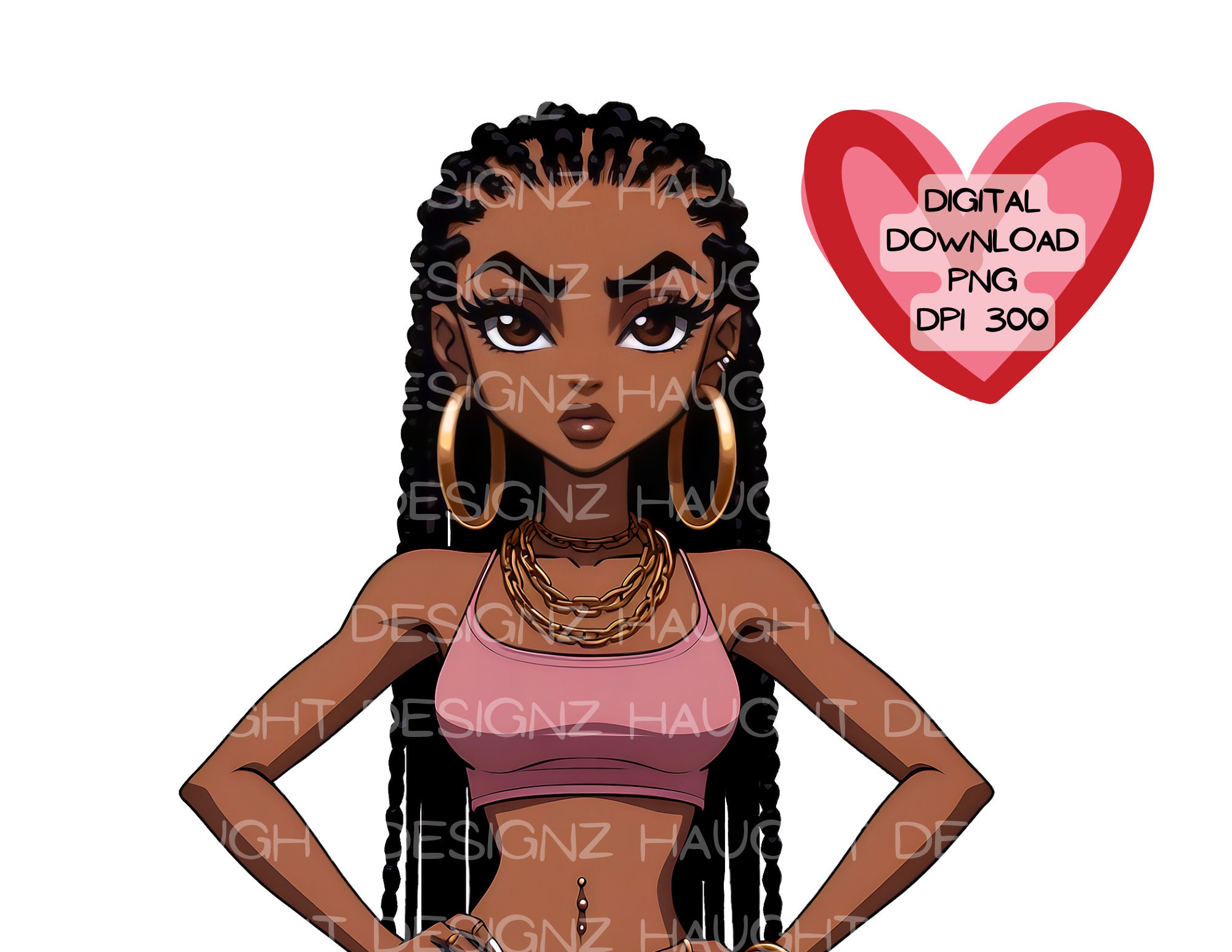 Boondocks Inspired Characters, 4 Female Boondocks Style Bundle, PNG ...