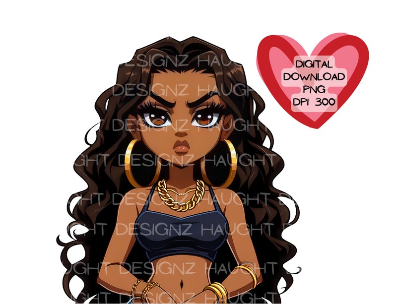 Urban Cartoon Style Characters, 4 Cartoon Girls Bundle, PNG ...